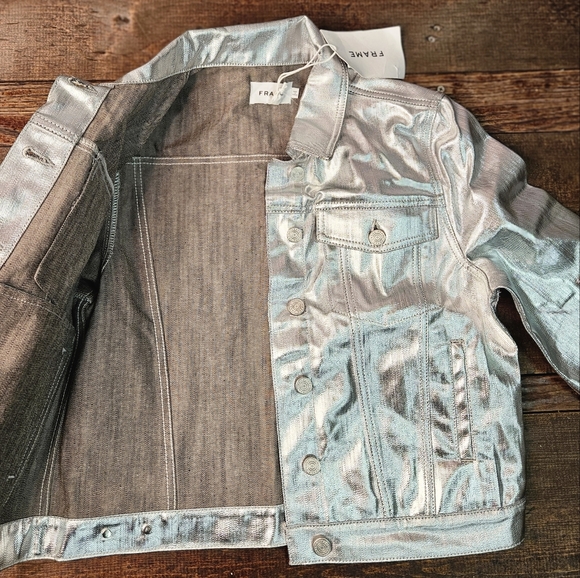 Frame Denim | Jackets & Coats | Frame Le Vintage Silver Luxury Denim ...